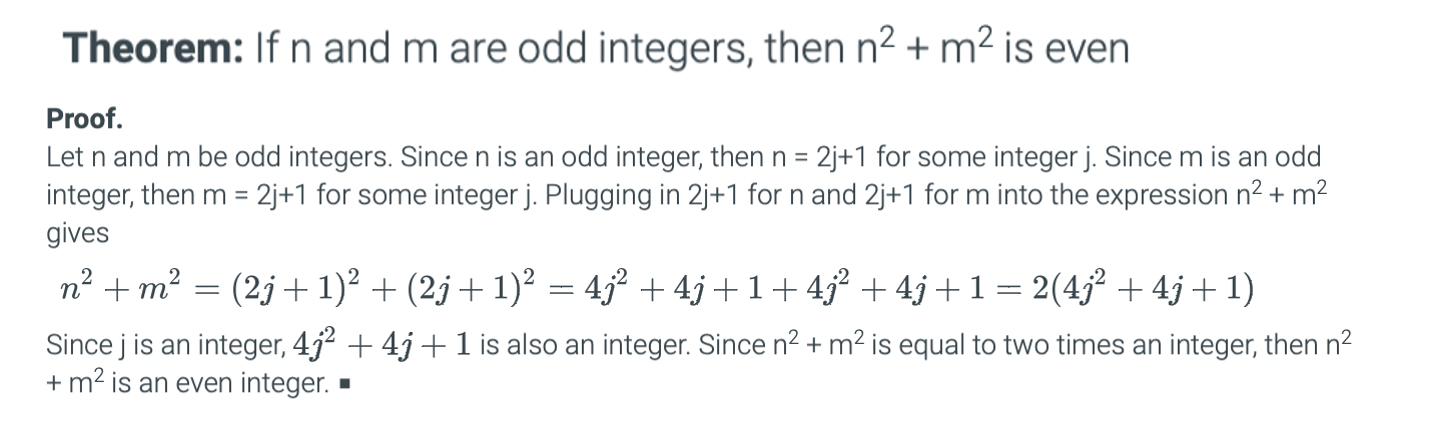 Solved Theorem: If n and m are odd integers, then n2 + m2 is | Chegg.com