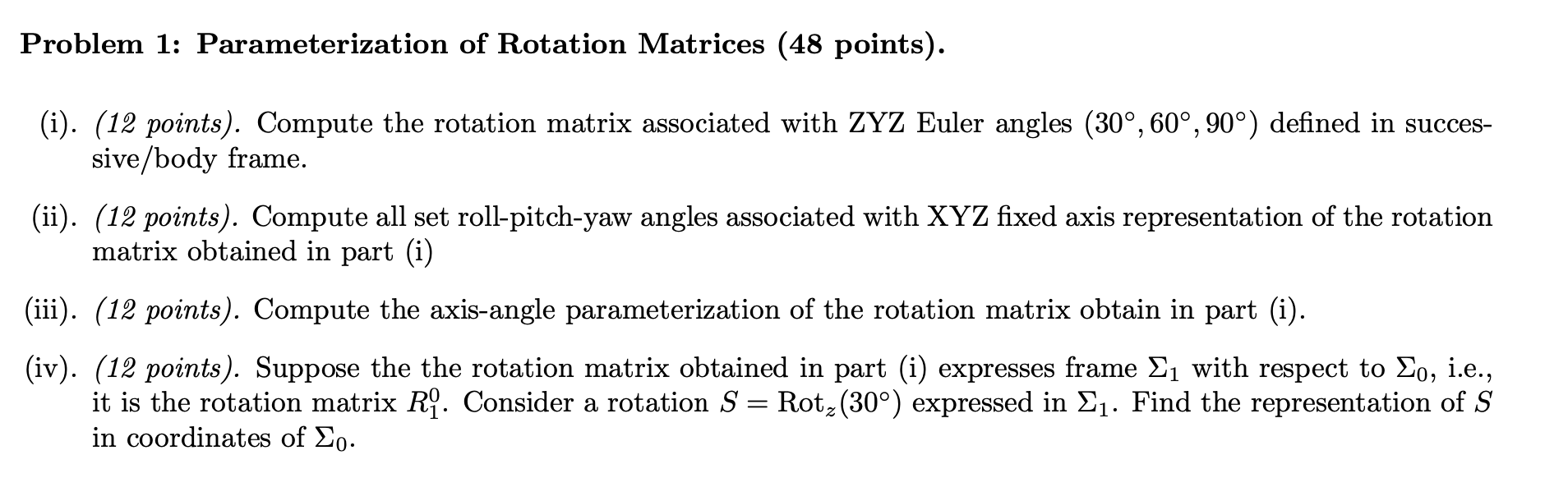 Solved Problem 1 Parameterization Of Rotation Matrices 48