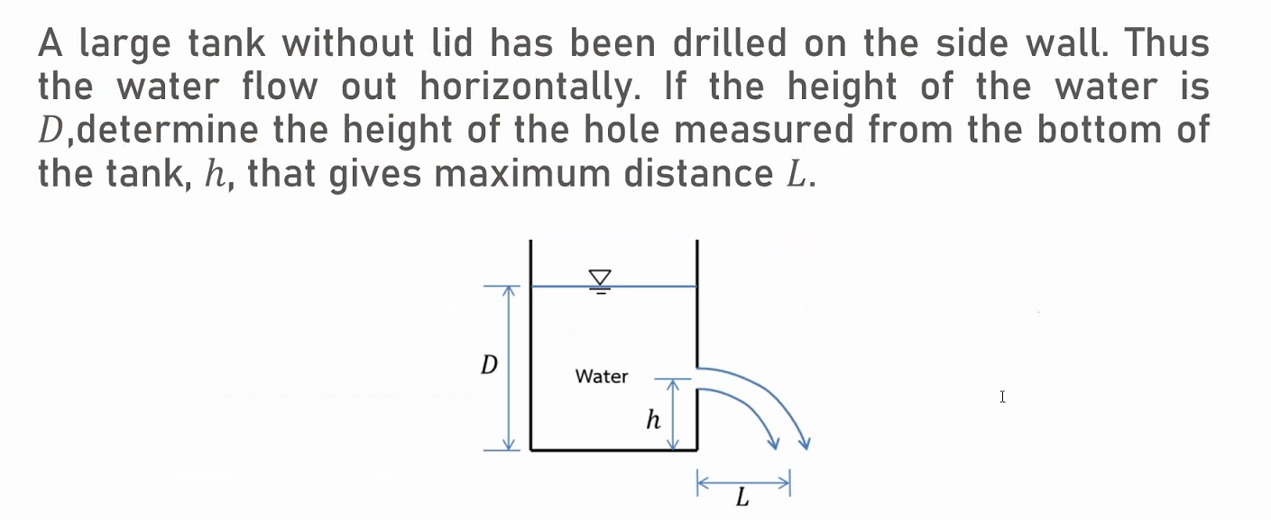 Solved A large tank without lid has been drilled on the side | Chegg.com