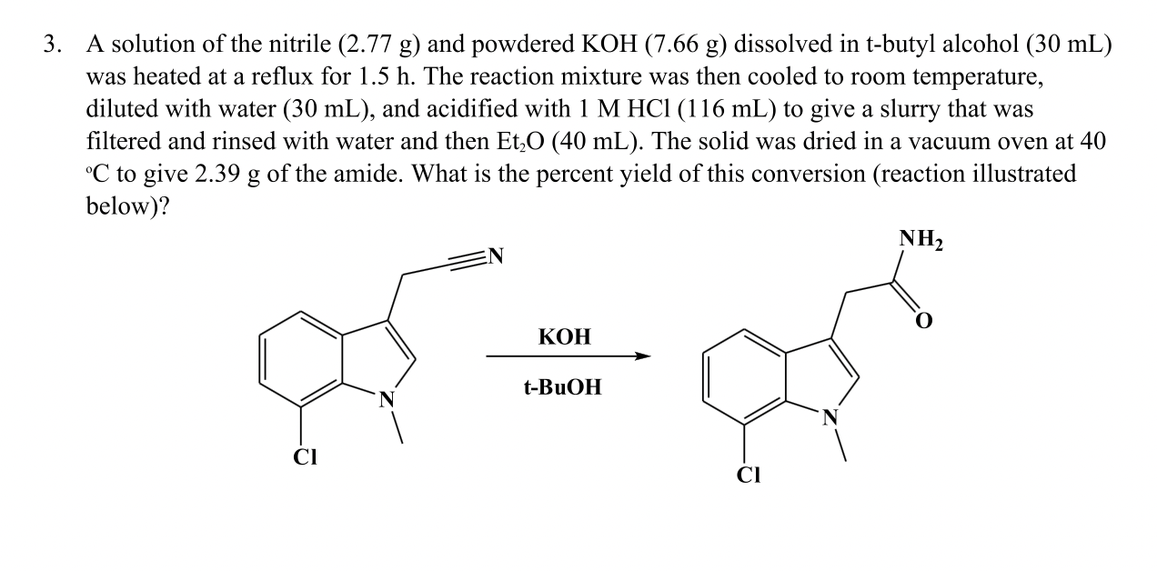 Solved A solution of the nitrile (2.77 g) and powdered | Chegg.com
