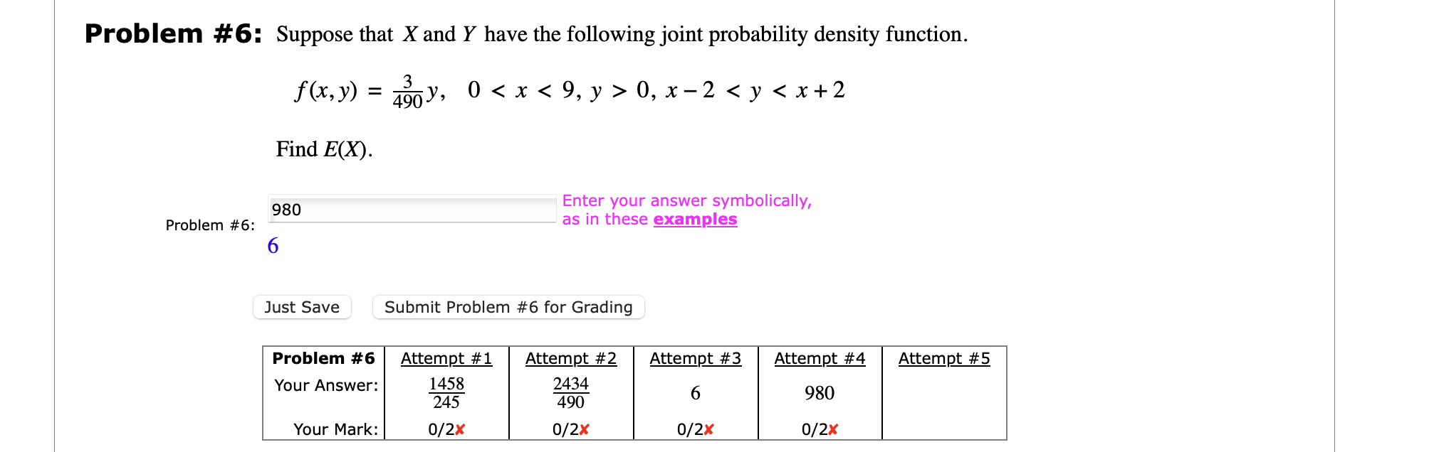 Solved Problem #6: Suppose that x ﻿and Y ﻿have the following | Chegg.com