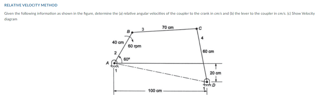 Solved RELATIVE VELOCITY METHOD Given the following | Chegg.com