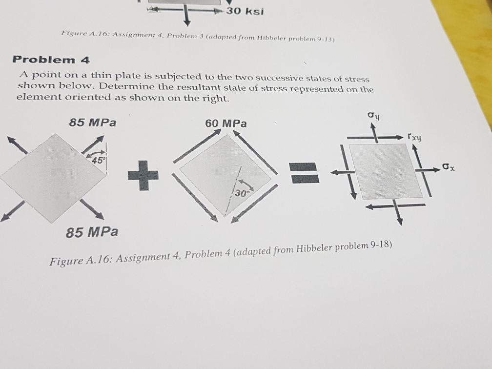 Solved - 30 ksi Figure A. 16: Assignment 4. Problem 3 | Chegg.com