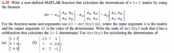 Solved A.25 Write a user-defined MATLAB function that | Chegg.com