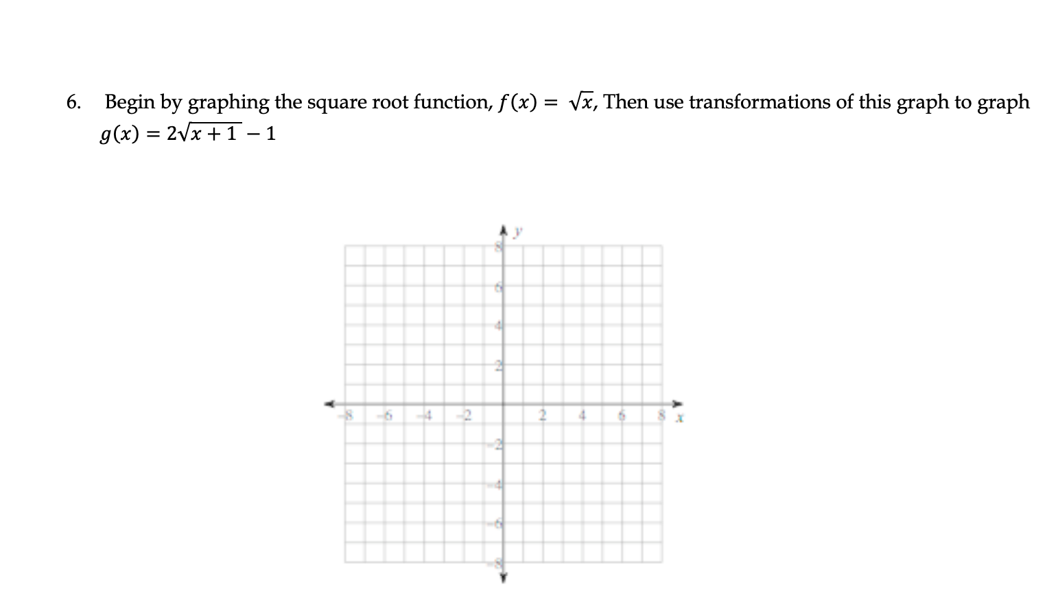 Solved 6. Begin by graphing the square root function, f(x) = | Chegg.com
