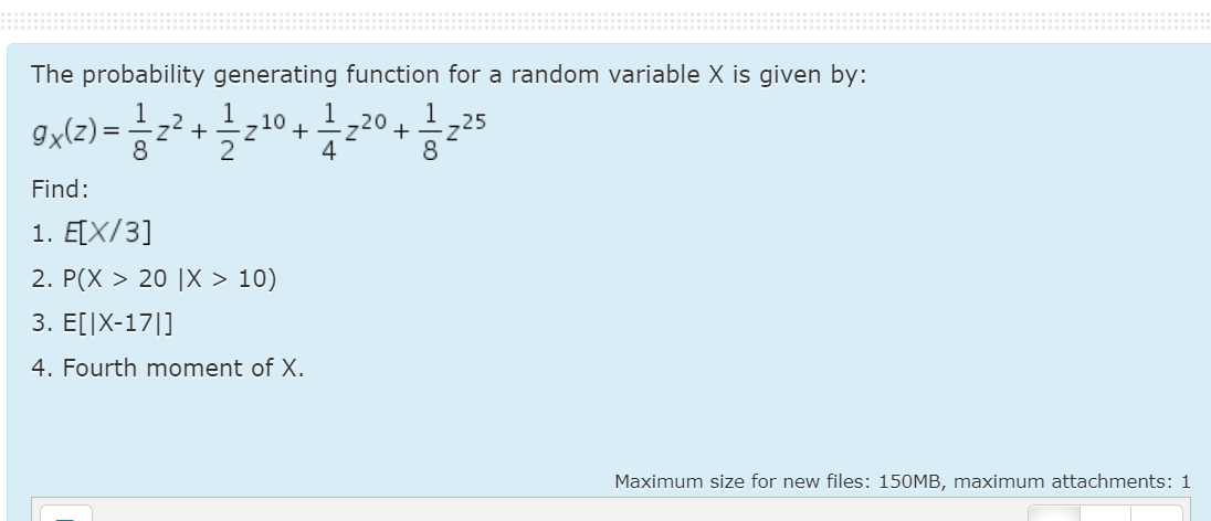 Solved The probability generating function for a random | Chegg.com