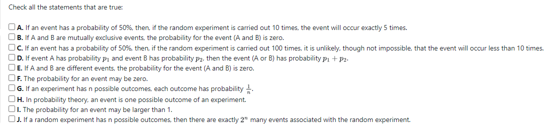 Solved Check all the statements that are true:A. ﻿If an | Chegg.com