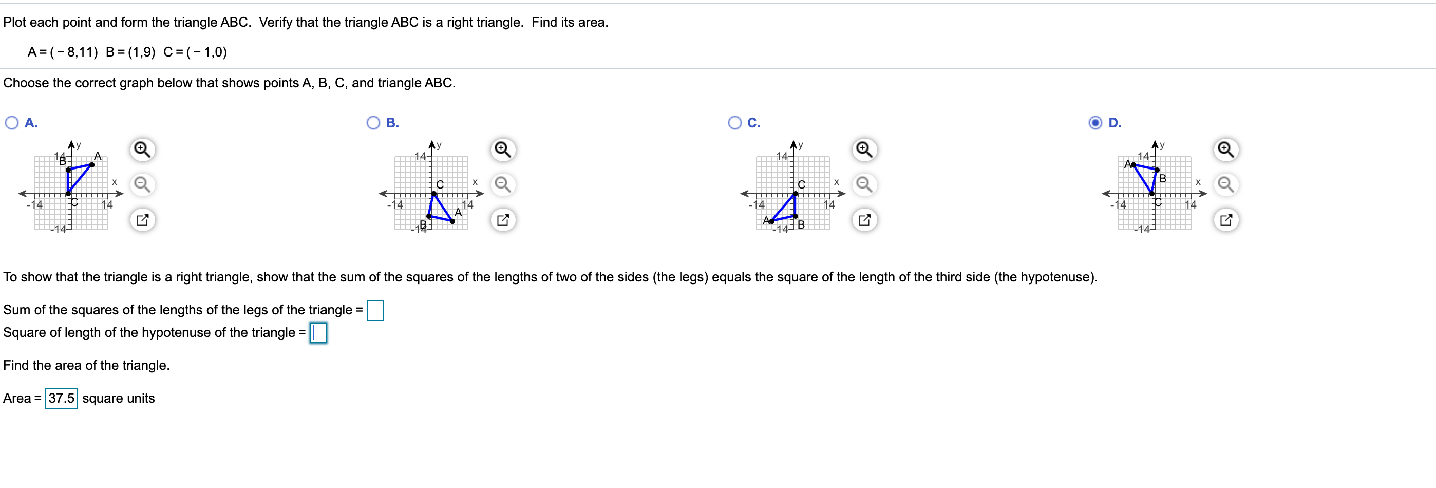 Solved Plot each point and form the triangle ABC. Verify | Chegg.com
