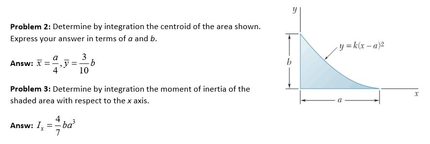 Solved Problem 2: Determine by integration the centroid of | Chegg.com
