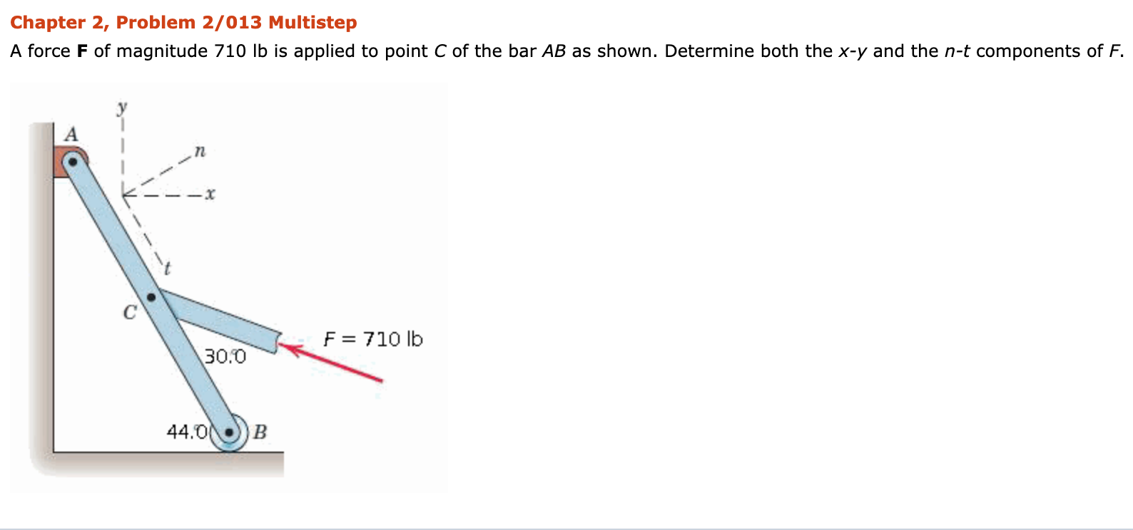 Solved Chapter 2, Problem 2/013 Multistep A force F of | Chegg.com