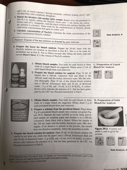 Solved Experiment 29 Bleach Analysis Bleach is used for | Chegg.com
