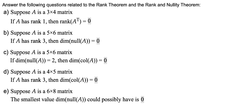 Solved Answer the following questions related to the Rank | Chegg.com