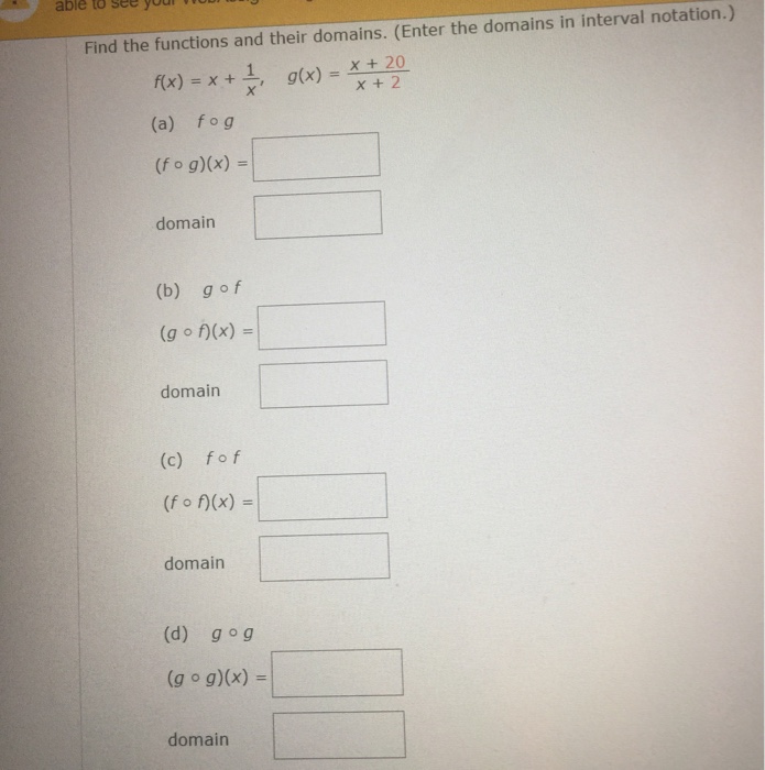 Solved Find the functions and their domains. (Enter the | Chegg.com