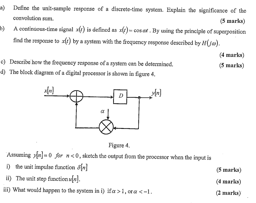 Solved a) Define the unit-sample response of a discrete-time | Chegg.com