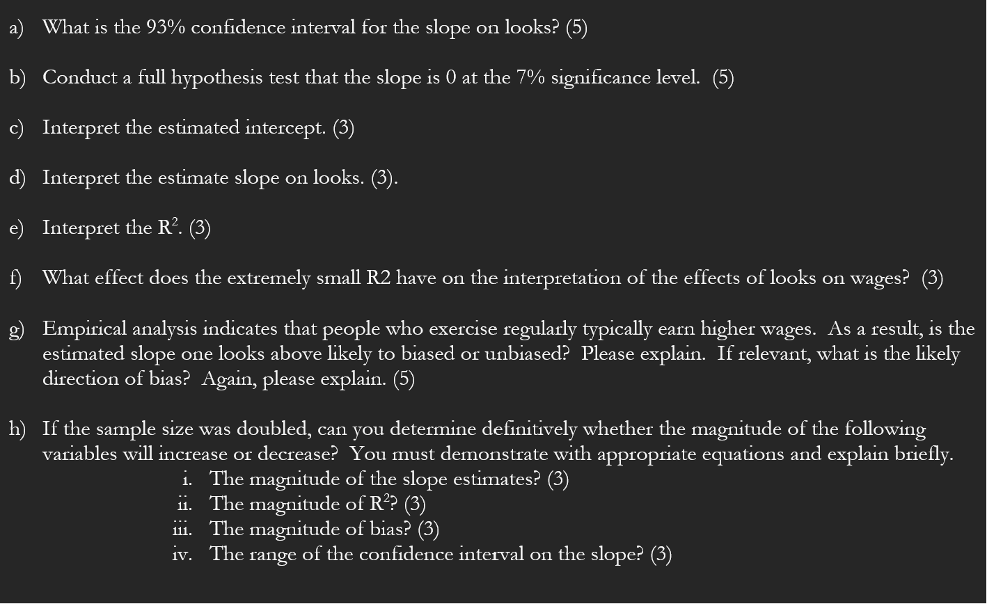 Solved 1. Consider the following regression of wage on | Chegg.com