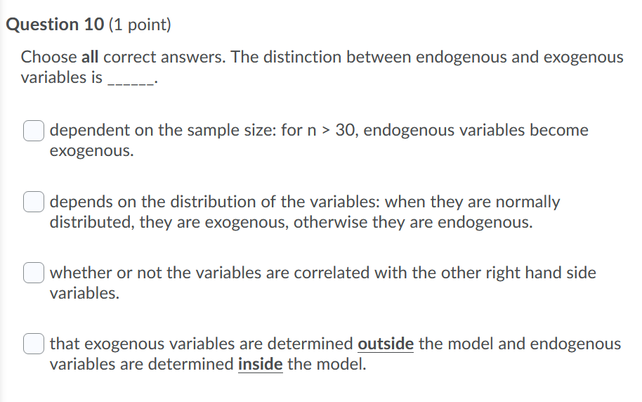 Solved Question 10 (1 point) Choose all correct answers. The | Chegg.com