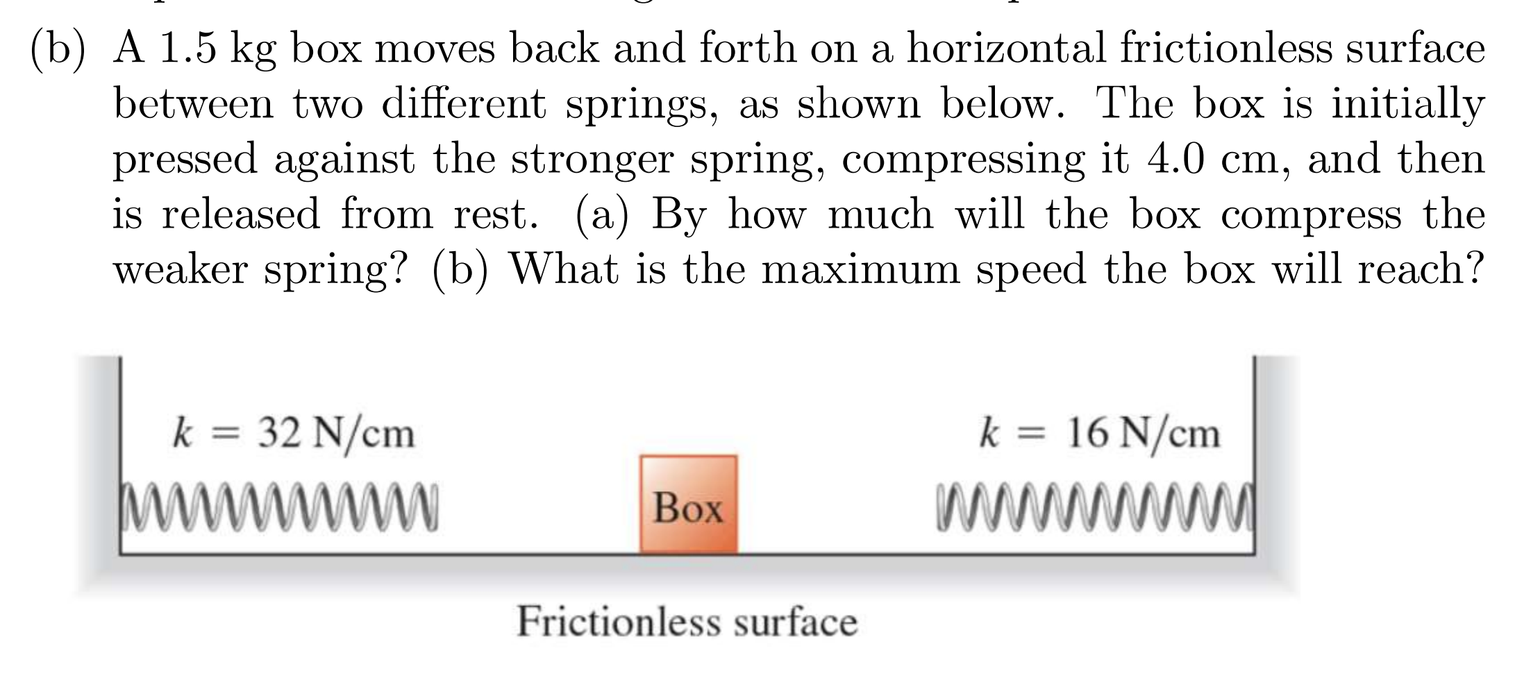 Solved (b) A 1.5 kg box moves back and forth on a horizontal | Chegg.com