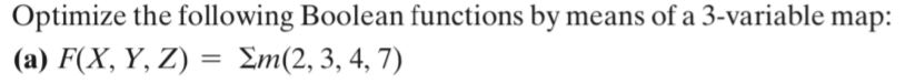 Solved Optimize the following Boolean functions by means of | Chegg.com