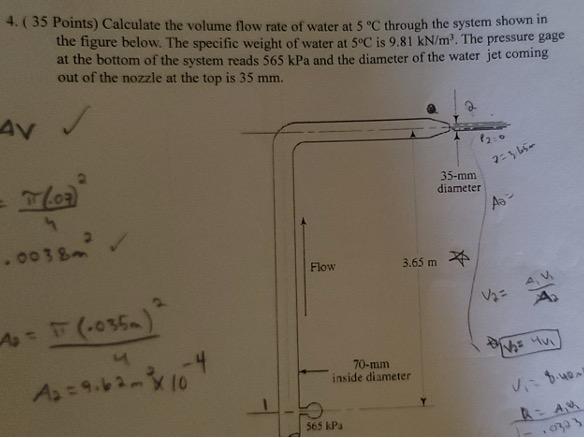 Solved 4. (35 Points) Calculate the volume flow rate of | Chegg.com