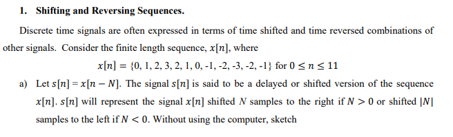 Solved 1. Shifting and Reversing Sequences. Discrete time | Chegg.com
