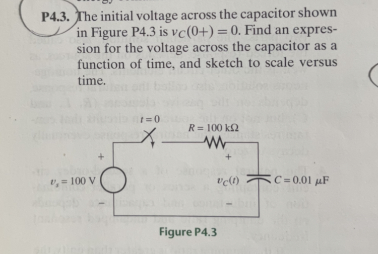 Solved 4.3. The initial voltage across the capacitor shown | Chegg.com