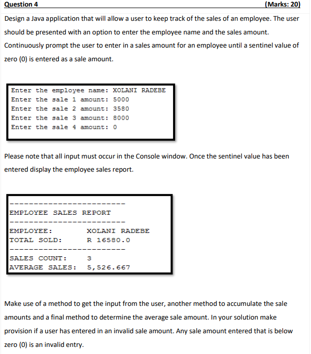 Solved Question 4 (Marks: 20) Design a Java application that | Chegg.com