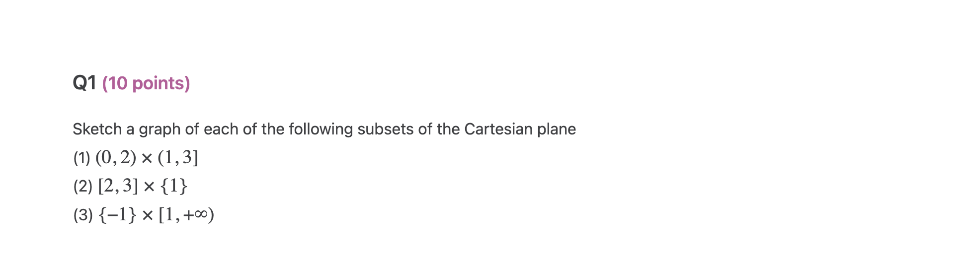 Solved Sketch a graph of each of the following subsets of | Chegg.com