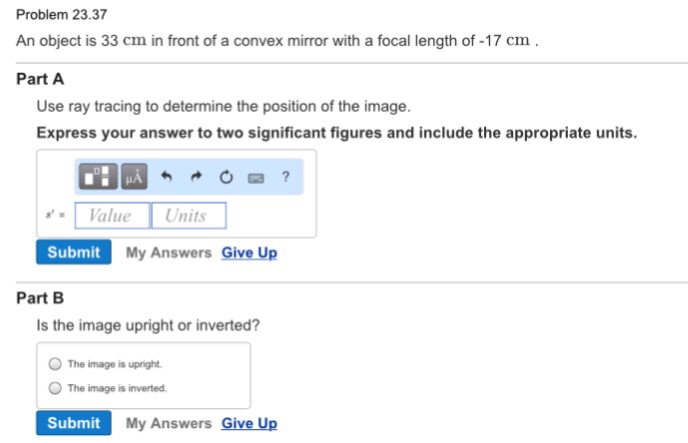 Solved Problem 23.37 An object is 33 cm in front of a convex | Chegg.com