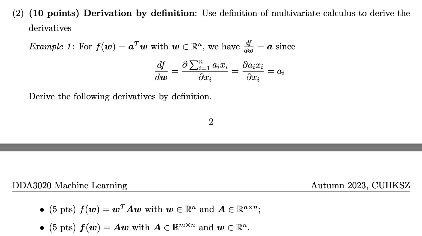 Solved (2) (10 ﻿points) ﻿Derivation by definition: Use | Chegg.com