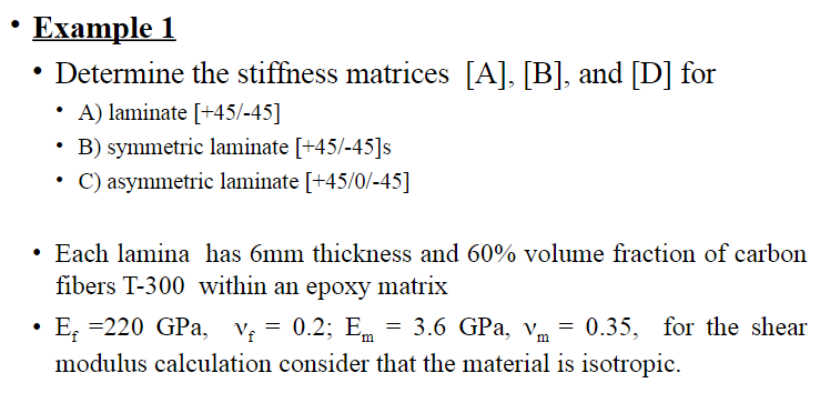 Solved Example 1 - Determine the stiffness matrices [A],[B], | Chegg.com