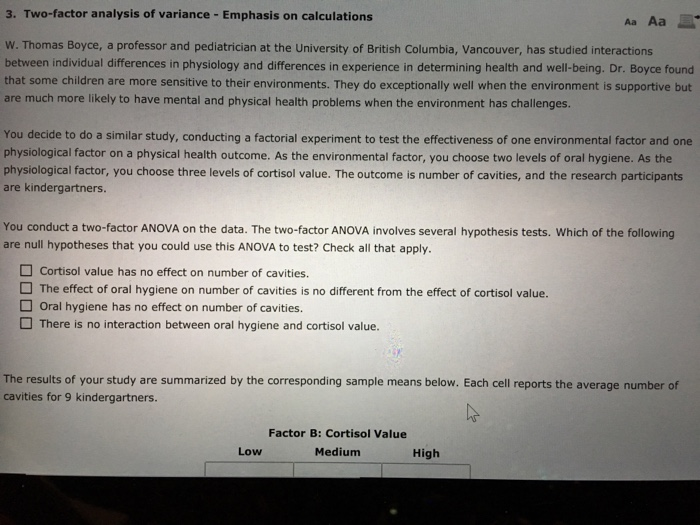 Solved 3. Two-factor analysis of variance- Emphasis on | Chegg.com