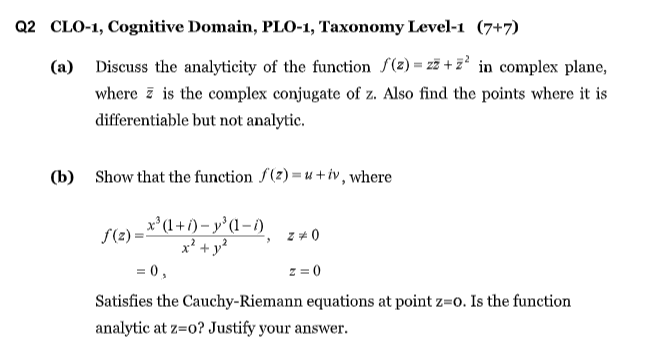 Solved Q2 CLO-1, Cognitive Domain, PLO-1, Taxonomy Level-1 | Chegg.com