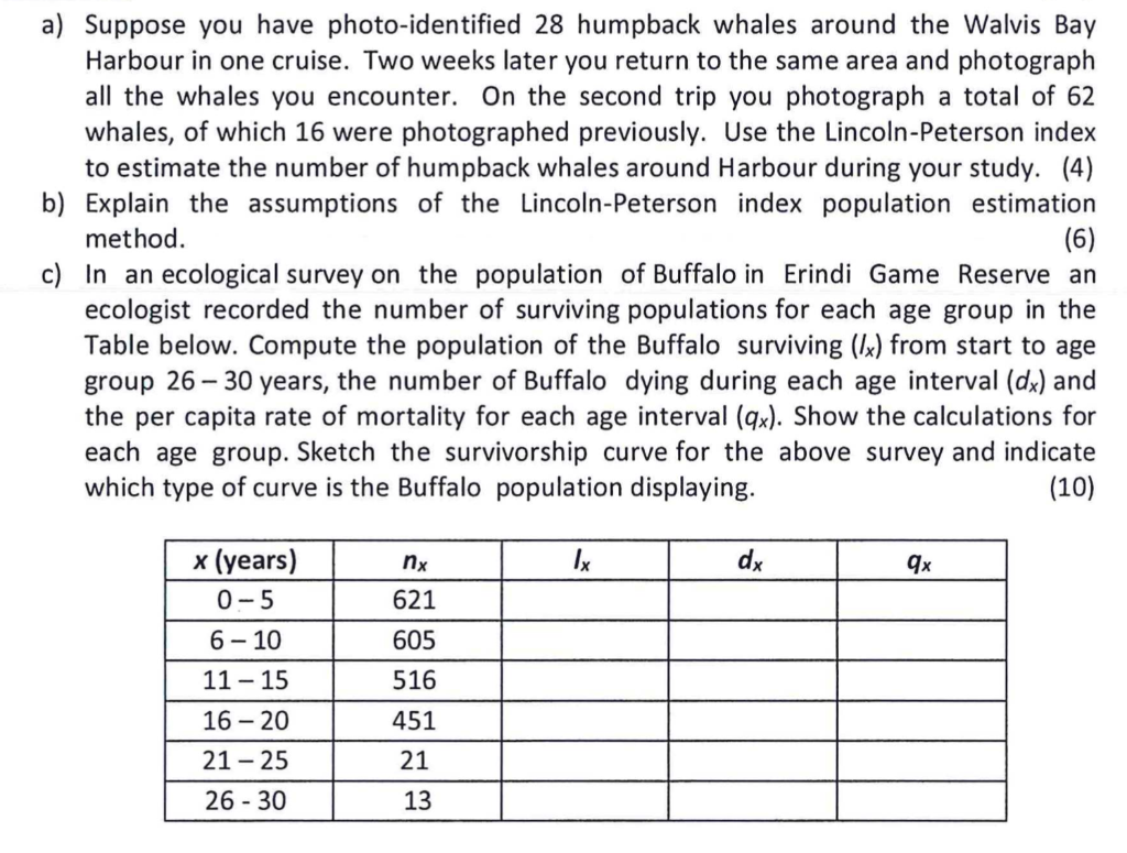 a) Suppose you have photo-identified 28 humpback | Chegg.com