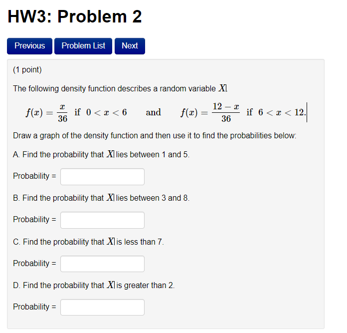 Solved HW3: Problem 2 Previous Problem List Next (1 point) | Chegg.com
