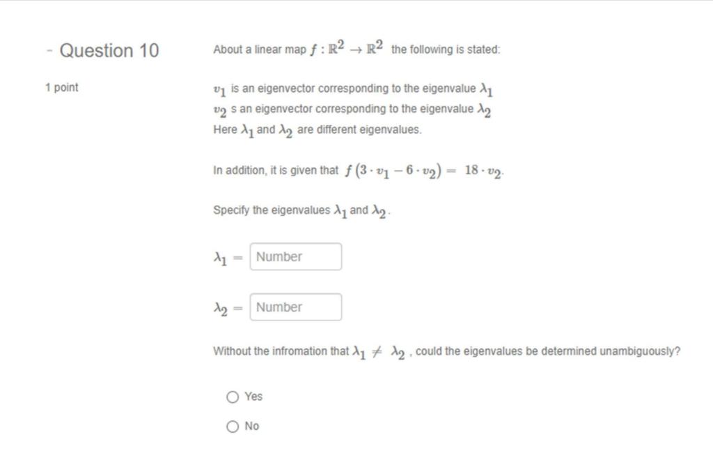 Solved Question 10 About a linear map f: R2 + R2 the | Chegg.com