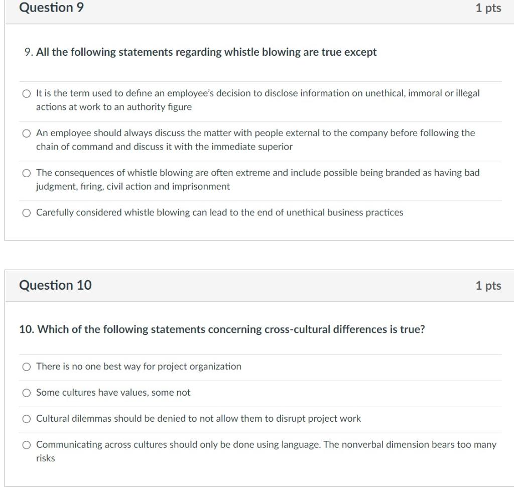 Solved Question 9 1 pts 9. All the following statements | Chegg.com