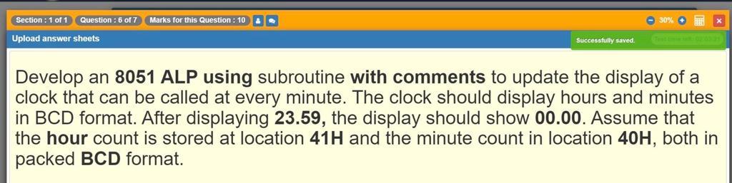 Solved Section : 1 of 1 Question : 6 of 7 Marks for this | Chegg.com