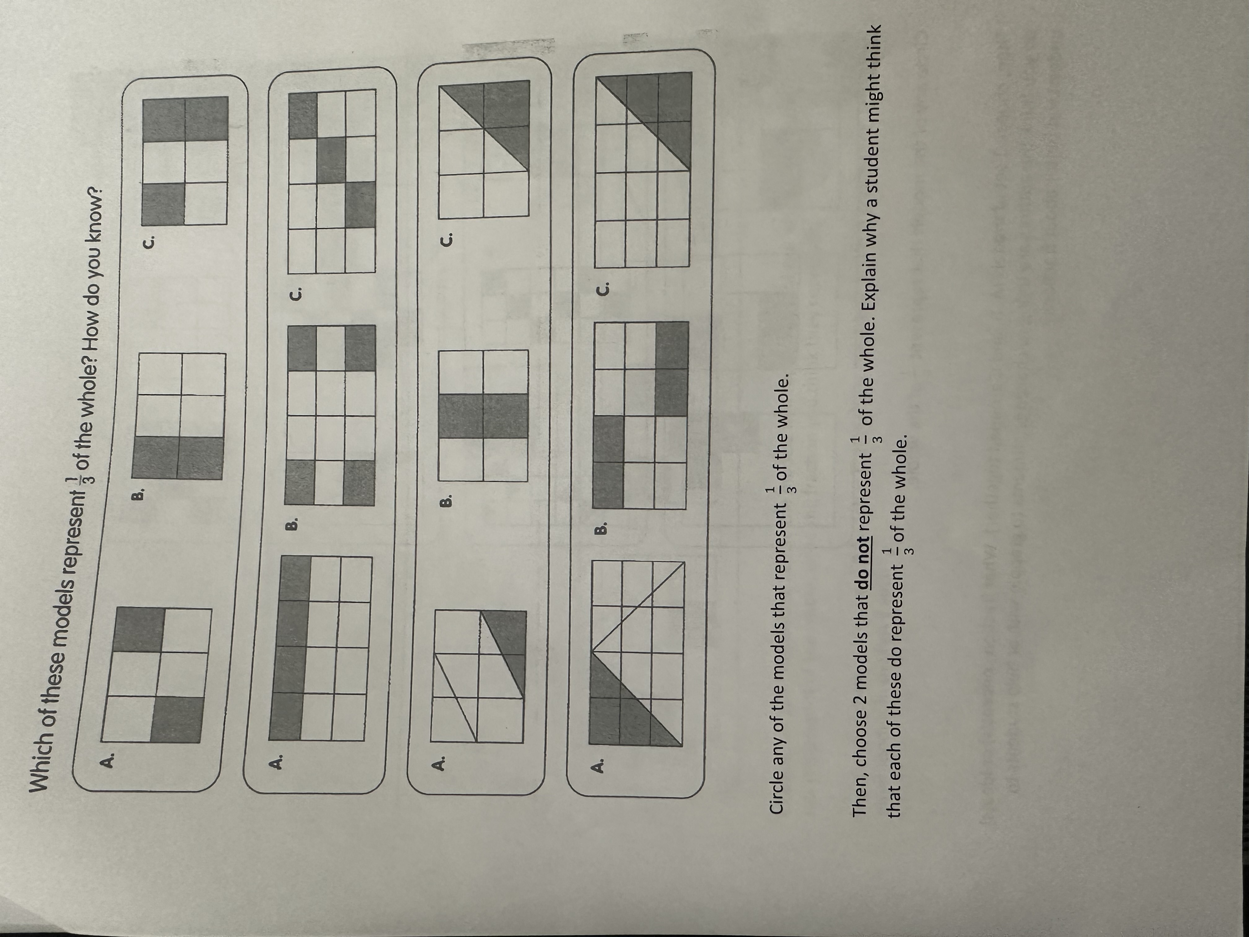 Solved Which of these models represent 31 of the whole? How | Chegg.com