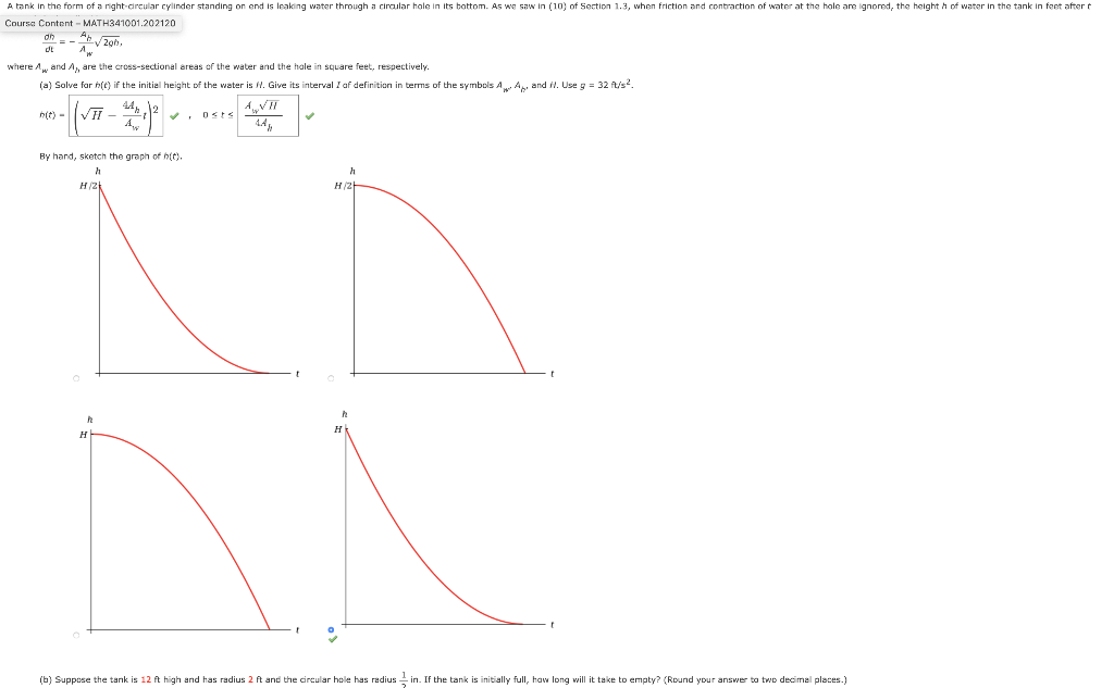 Solved A tank in the form of a right-circular | Chegg.com