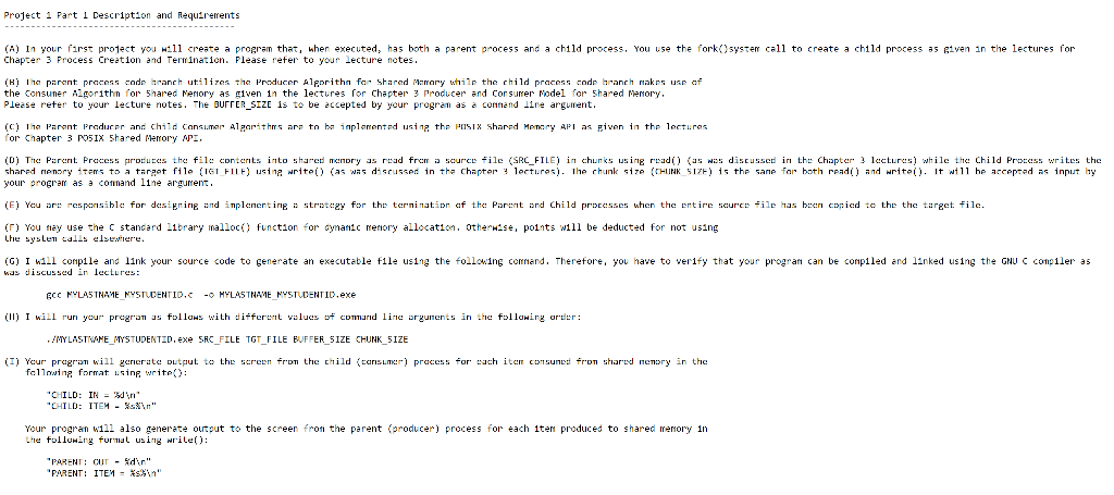 Solved Project 1 Part 1 Description and Requirements (A) In | Chegg.com