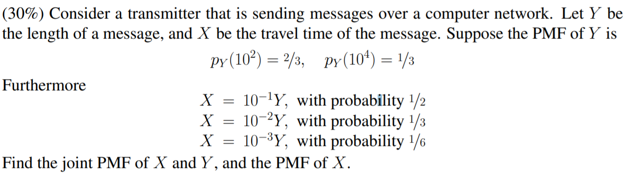 Solved (30%) Consider a transmitter that is sending messages | Chegg.com