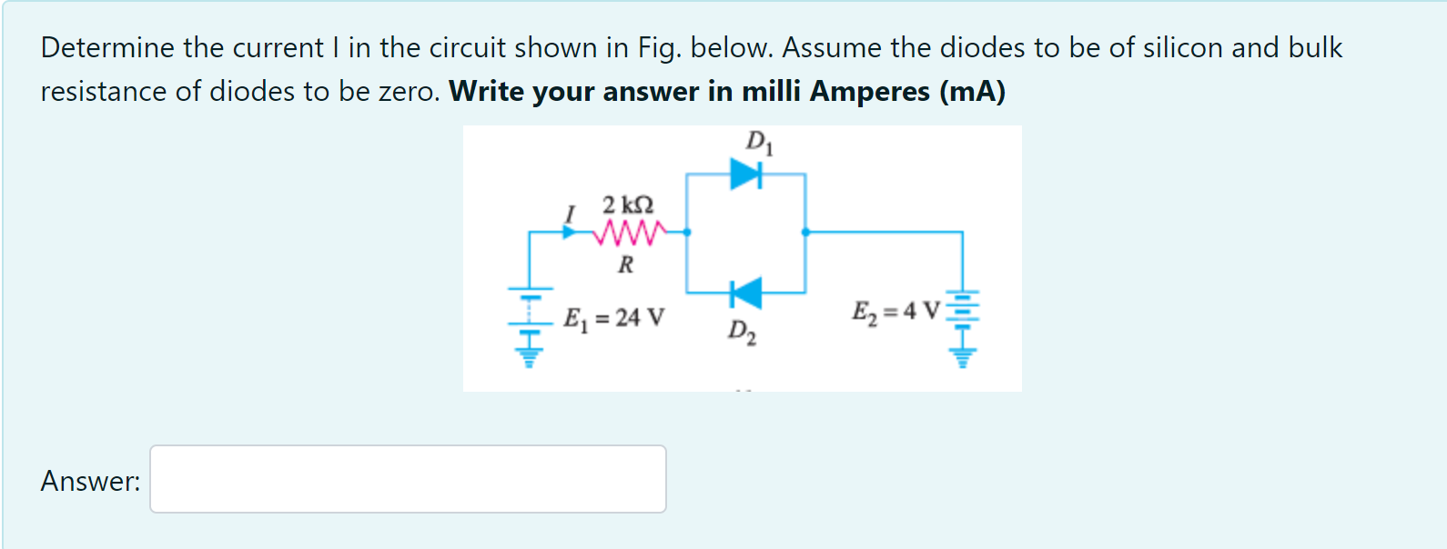 Solved Determine the current I in the circuit shown in Fig. | Chegg.com