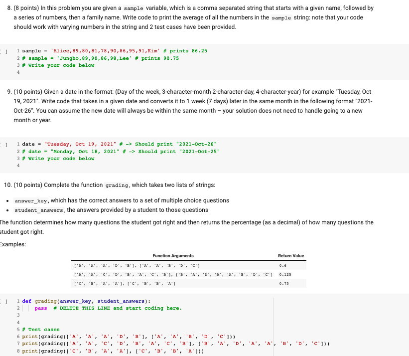 Solved 8. (8 points) In this problem you are given a sample | Chegg.com