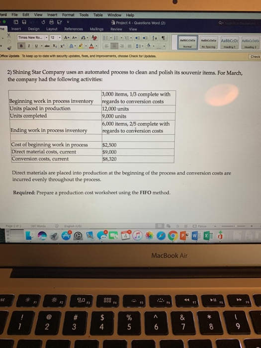Solved ord File Edit View Insert Format Tools Table Window | Chegg.com