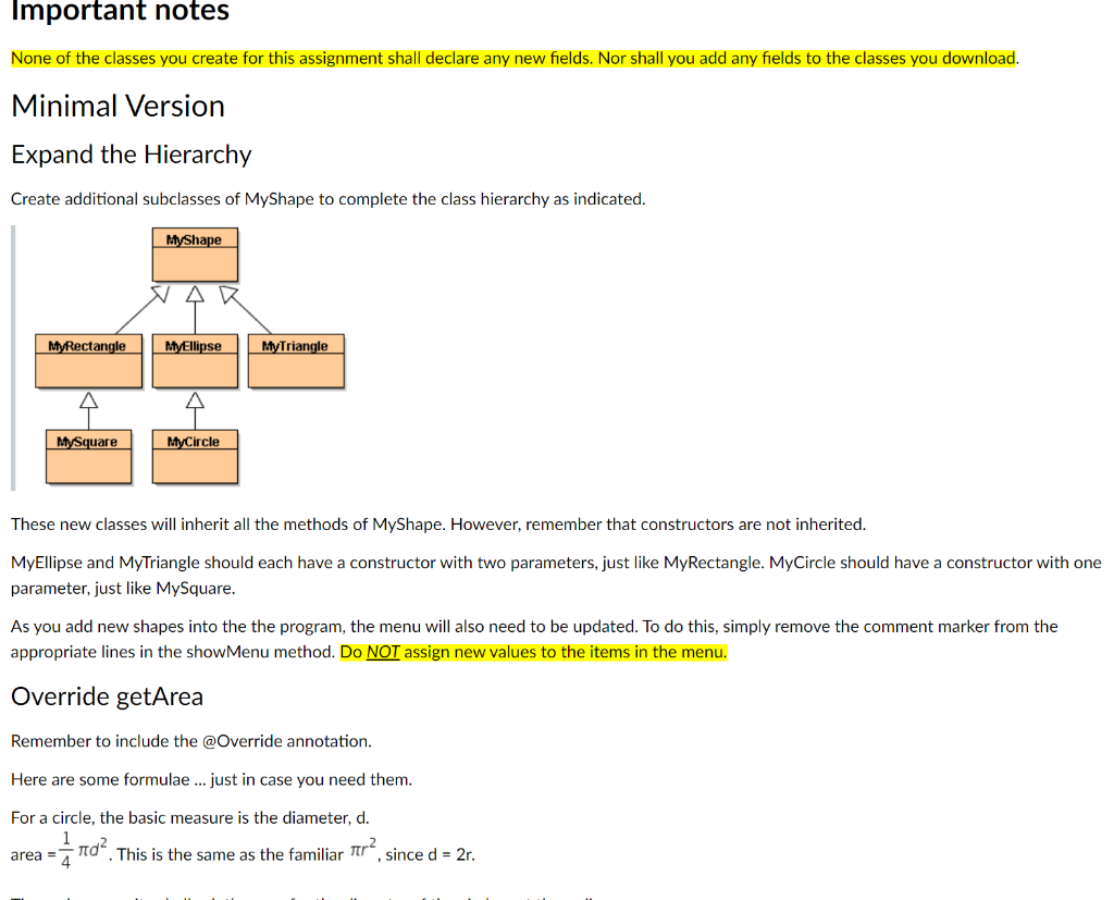 Solved Homework Assignment 5: Shape Hierarchy Objectives • | Chegg.com