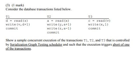 Solved Task 2 (3 marks) Serialization graph testing, 2PL, | Chegg.com