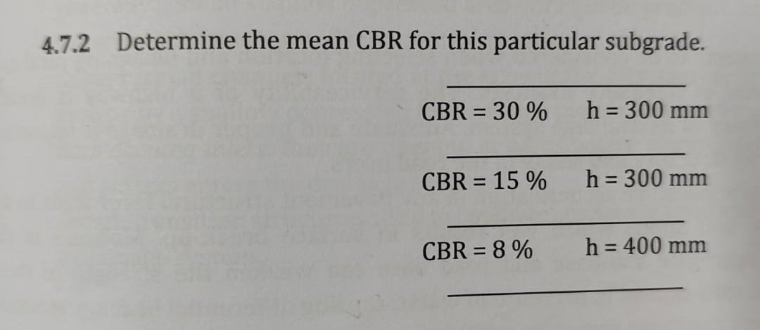 Solved 4.7.2 Determine the mean CBR for this particular | Chegg.com
