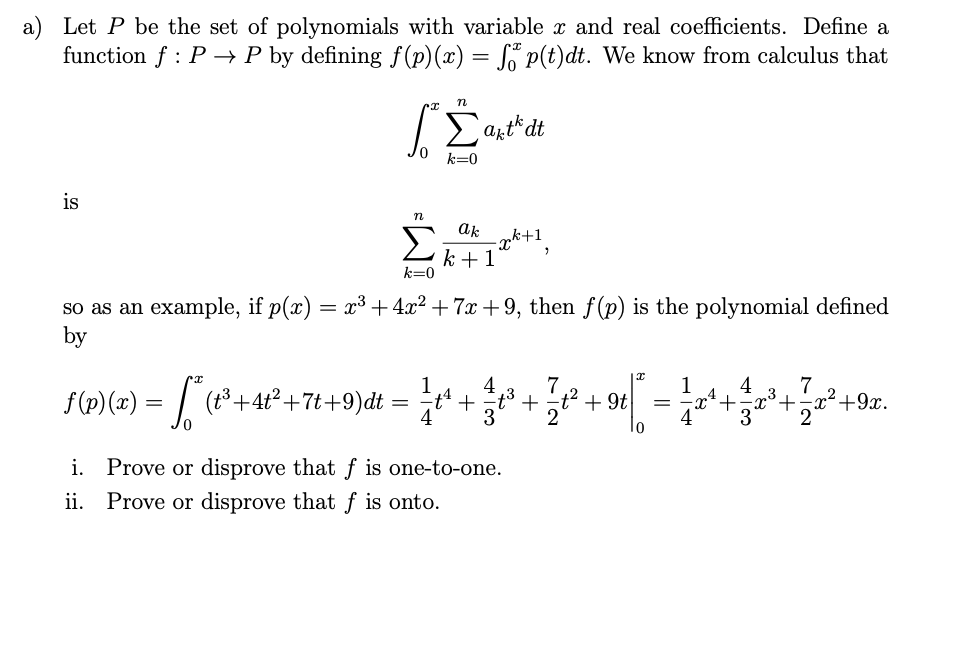 Solved a) Let P be the set of polynomials with variable x | Chegg.com