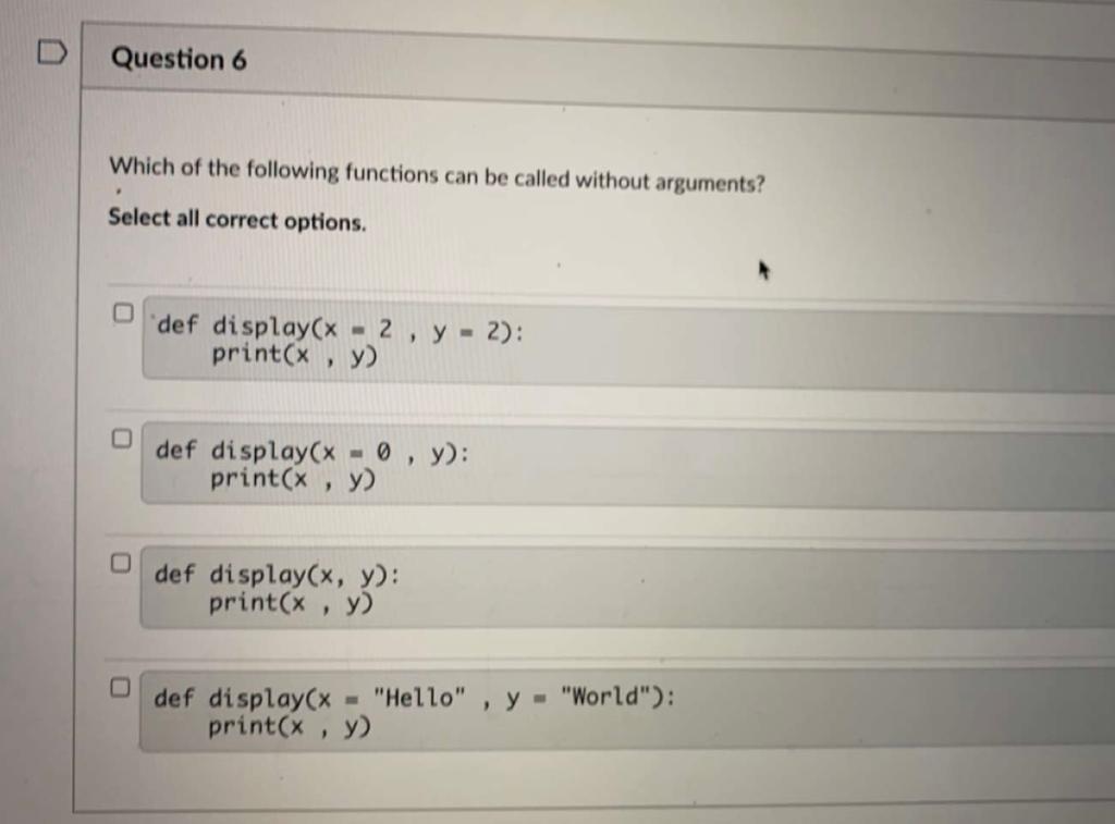 Solved Which of the following functions can be called | Chegg.com