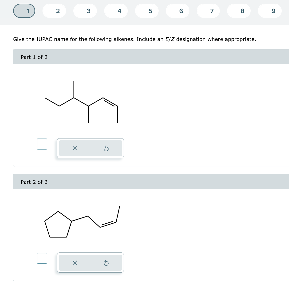 Solved Give the IUPAC name for the following alkenes. | Chegg.com